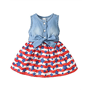 18 Months Girl Clothes Toddler Baby Girl Dress Denim Sunflower Short Sleeve Dress Jean Sundress Skirt Summer Dresses 18-24 Months Girl Clothing
