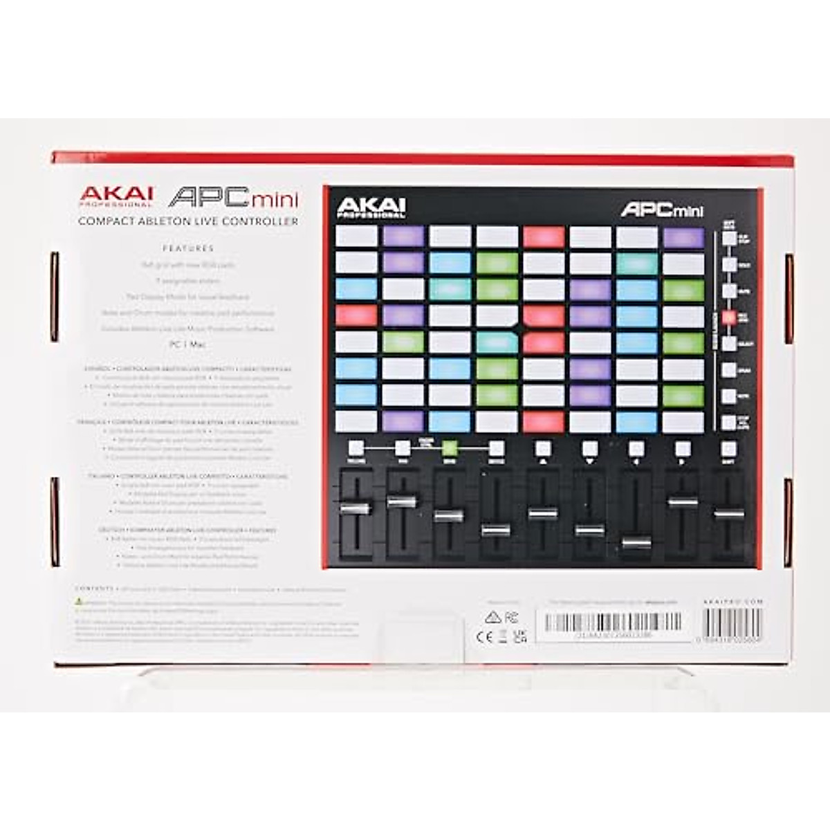AKAI Professional APC Mini MK2 - USB MIDI Pad Controller for Clip Launching with Ableton Live Lite, 64 RGB Pads, Drum and Note Mode and MIDI Mixer
