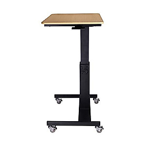 Rocelco 28" Height Adjustable Mobile School Standing Desk - Quick Sit Stand Up Home Computer Workstation - Gas Spring Assist Office Laptop Riser Cart - Wood Grain (R MSD-28)