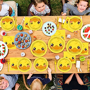 gisgfim 96 Pcs Duck Plates and Napkins Party Supplies Duck Themed Party Tableware Set Duck Birthday Party Decorations Favors for Kids Birthday Baby Shower Serves 24 Guests