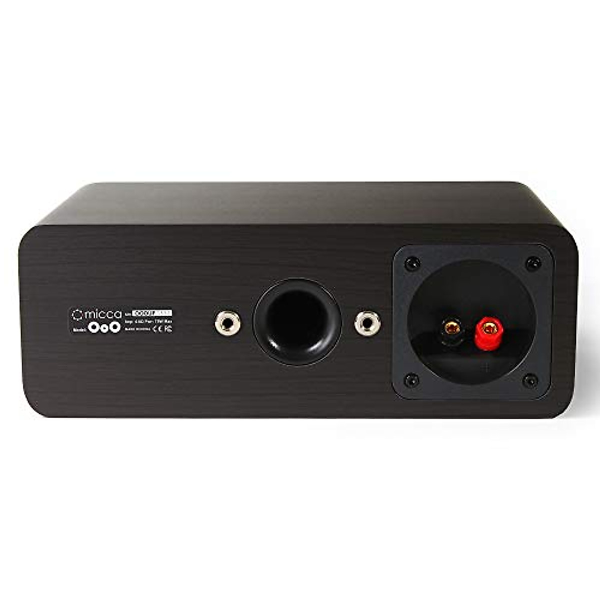 Micca OoO Slim Center Channel Speaker with 3-Inch Woofers and Silk Tweeter, Thin Design Under 4" Tall, for Desktop Stereo or Home Theater Surround Sound, Wall Mountable, Single, Dark Walnut