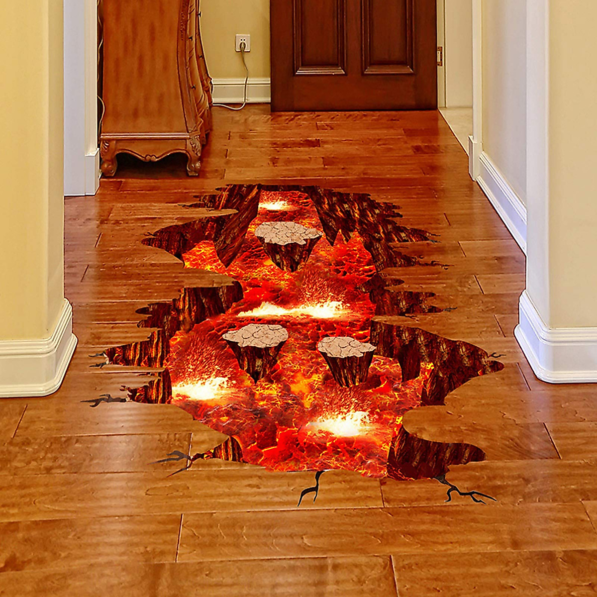 HO BEAR Volcano Floor Stickers Creative Volcanic Magma Home Kitchen Room Art Wall Decor Waterproof Wall Decal Floor Flame & Lava Wall Stickers for Kids Teen Girl Room