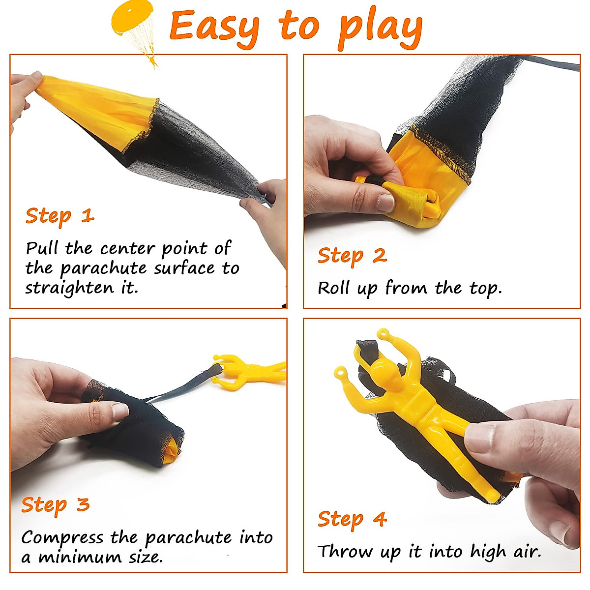 Dshengoo 10 Pcs Parachute Toy,Tangle Free Throwing Parachute Toys,Outdoor Toss It Up Flying Toys for Kids,5 Colors