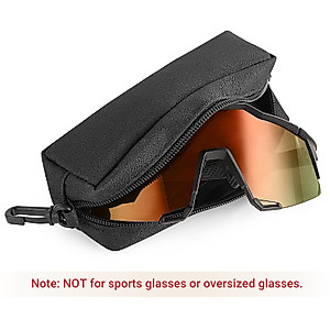 Mkono Double Glasses Case Soft Eyeglass Case Sunglasses Travel Case Organizer Portable Reading Glass Pouch Bag with Clip Zipper and Cleaning Cloth for Women Men