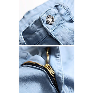 Qazel Vorrlon Men's Blue Skinny Jeans Stretch Washed Slim Fit Pencil Pants,Light Blue,36