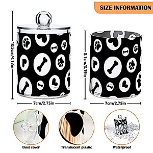 Love Paw Imprint Acrylic Jars 2/4 Pack of 12 oz, for Bathroom Canister Storage Organization, Vanity Makeup Organizer