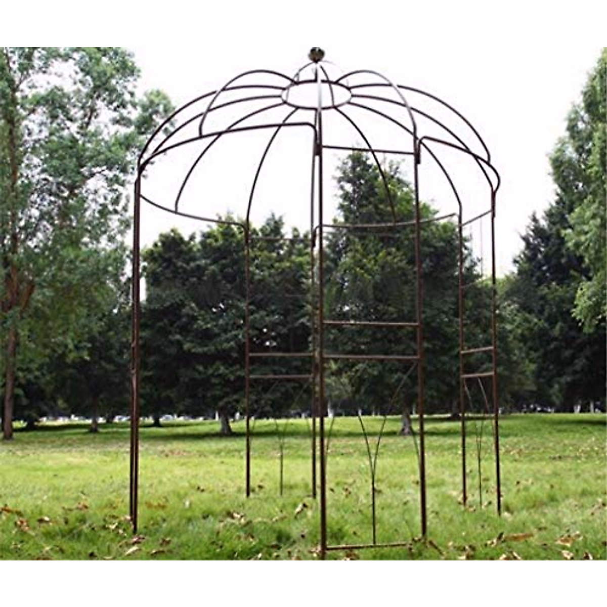 OUTOUR French Style Birdcage Shape Heavy Duty Gazebo,9'Highx 6‘6"Wide,Pergola Pavilion Arch Arbor Arbour Plants Stand Rack for Wedding Outdoor Garden Lawn Backyard Patio,Climbing Vines,Roses,Dark Rust