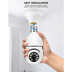 BESDERSEC Security Cameras Wireless Outdoor, Pan/Tilt Light Bulb Security Camera 360° Panoramic FHD 1080P Wi-Fi Outdoor Security Camera with IR Light Motion Sensor 2-Way Audio