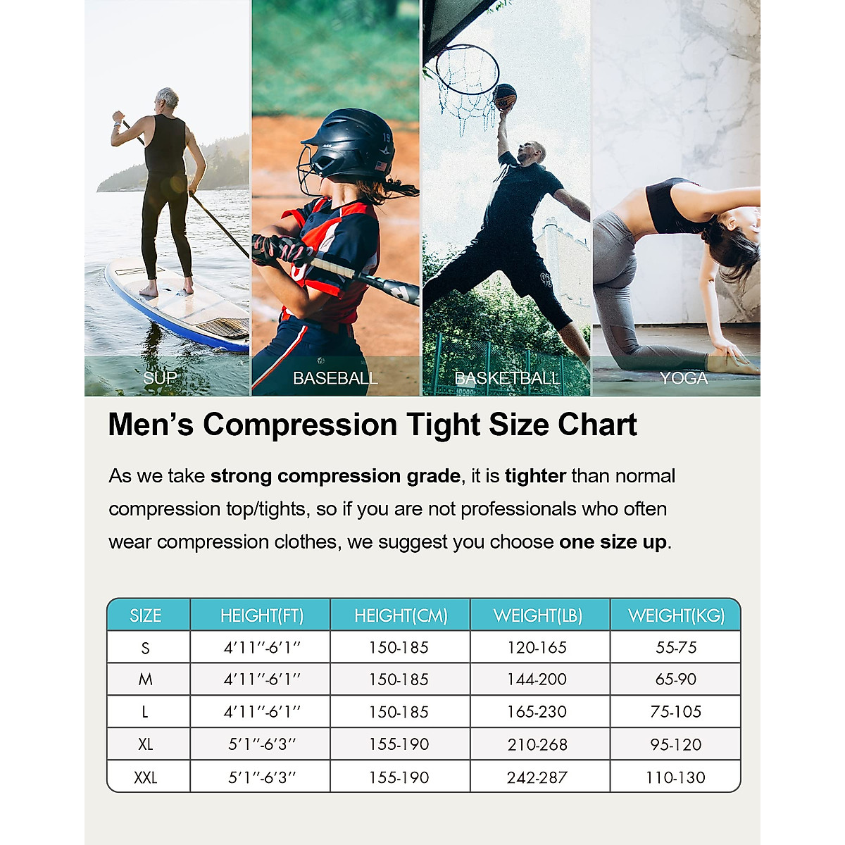 SUMARPO Compression Pants Men, Strong Power Recovery Compression Tights, Quick Dry Endurance Athletic Leggings for Knee Support, Running Marathon Triathlon