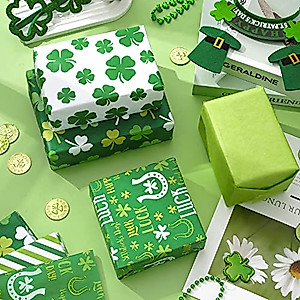 Whaline 120 Sheet St. Patrick's Day Tissue Paper Shamrock Wrapping Paper Lucky Clover Gift Wrapping Paper Irish Holiday Art Paper for Home DIY Gift Bags Party Favor Decor, 14 x 20 Inch