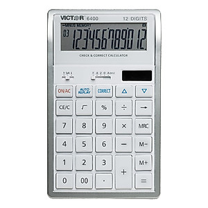 Victor 12-Digit Check and Correct Desk Calculator, White