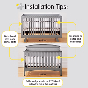 BreathableBaby Breathable Mesh Liner for Full-Size Cribs, Deluxe 4mm Mesh, White Ruffle (Size 4FS Covers 3 or 4 Sides)