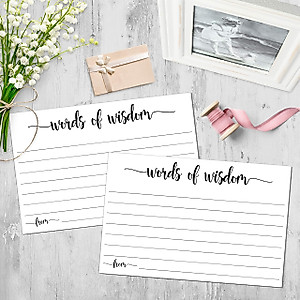 321Done Words of Wisdom Card (50 Cards) 4" x 6" - Blank Advice Cards for Wedding Bridal Shower Baby Shower Mr and Mrs Bride and Groom Graduation - Made in USA - White