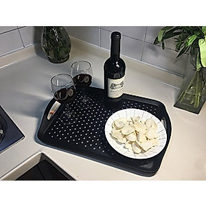 ChopMaster Rectangular Anti Slip Serving Tray with Handle (large, Black)