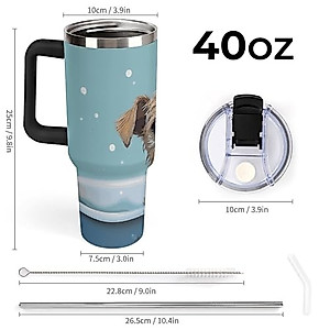 STVNKML 40 Oz Tumbler with Handle Funny Dog in Bathtub Stainless Steel Coffee Mug Reusable Travel Mug Leak-proof Insulated Car Cup Large Capacity Tumbler for Travel, Outdoor, Home Use (Black)