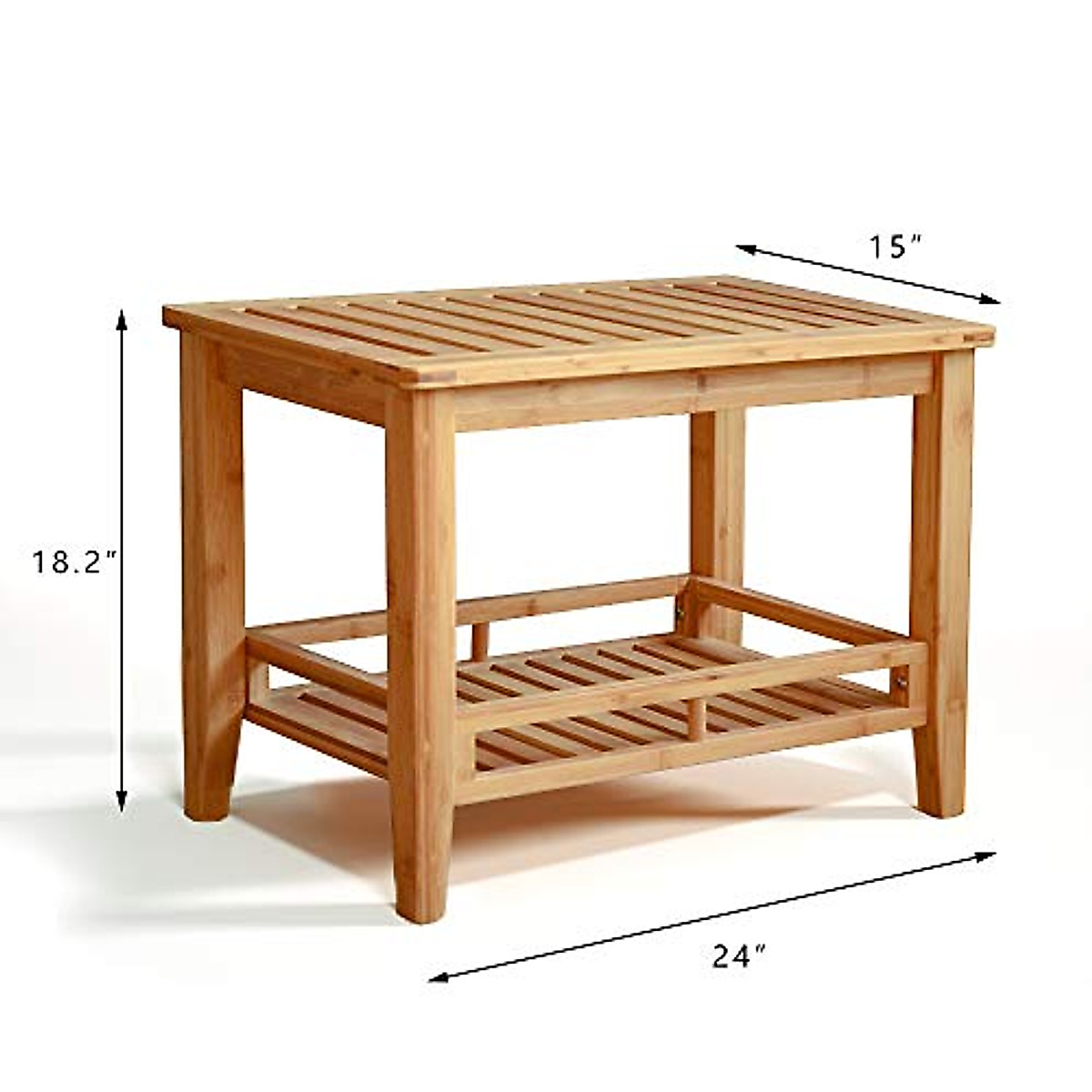 RANDEFURN Shower Bench 24'' Shower Chair with Shelf, Bathroom Bench,Shower Benches for InsideShower, Shoe Organizer or Entryway Bench 24x15x18.2 Inches