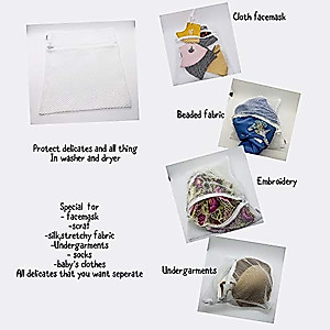 GoldenBestStore Set of 2 Premium Special Mesh Laundry Bag Perfect Size for Face-Cloth Mask ,Baby's cloths, socks, Lingerie,Underwear, With Ykk zipper ,Washer Dryer friendly ,Made In USA