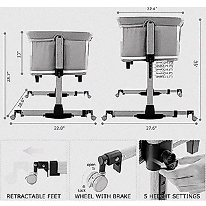 nordmiex Baby Crib,3 in 1 Bassinet for Baby,Bedside Sleeper Bedside Baby bassinets Crib for Newborn,Adjustable Portable Baby Bed for Infant/Baby,Gray