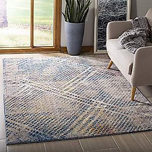 SAFAVIEH Monray Collection Area Rug - 8' x 10', Blue & Multi, Modern Abstract Distressed Design, Non-Shedding & Easy Care, Ideal for High Traffic Areas in Living Room, Bedroom (MNY656E)