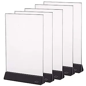 8.5x11 Acrylic Sign Holder, Clear Sign Holder Plastic Paper Holder Slant Back Sign Holders 8 1/2 x 11 inches Sign Holder Acrylic Display Stand for Office, Store,5 Pack
