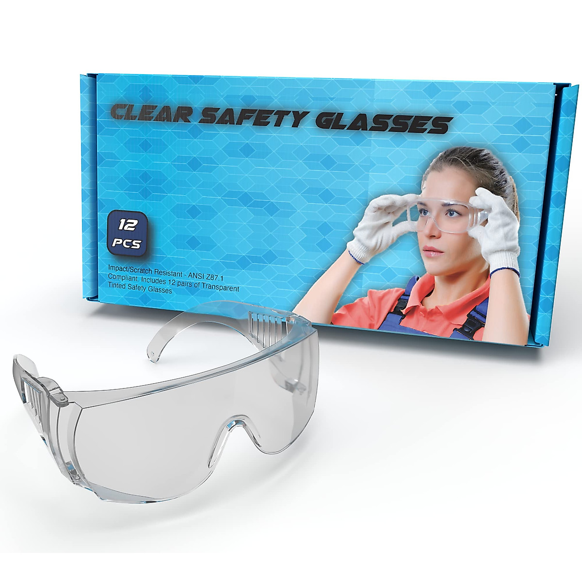 3 Pack | OTG Safety Glasses | Over Eyeglasses | Anti-Fog & Scratch Resistant | Impact & Scratch Resistant