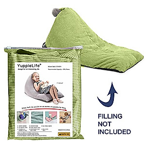 YuppieLife Stuffed Animal Storage Bean Bag Chair Cover for Kids, Zipper Storage Bean Bag Without Filling, Plush Toys Holder and Organizer - Premium Corduroy 200L (Bright Green)