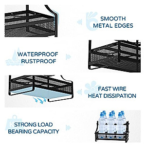 Hair Dryer Holder Wall Mounted Countertop, Metal 2 Cups Styling Hot Tool Organizer Storage, Bathroom Blow Dryer Holder for Vanity Flat Iron Hair Straightener, Curling Wand, Makeup, Toiletries, Black