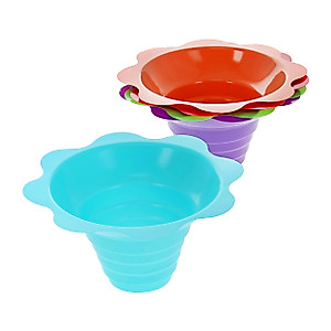 Lot45 Snow Cone Bowls - Reusable Colorful Plastic 100pc Shaved Ice Flower Cups - Holds 4oz of Desserts and Snacks