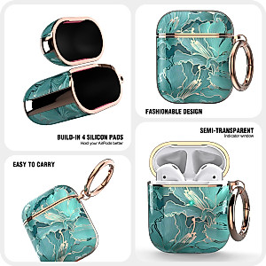 wenew for AirPod Case AirPods 1st & 2nd Generation Hard Case Cover with Keychain for Women Men (Lily)