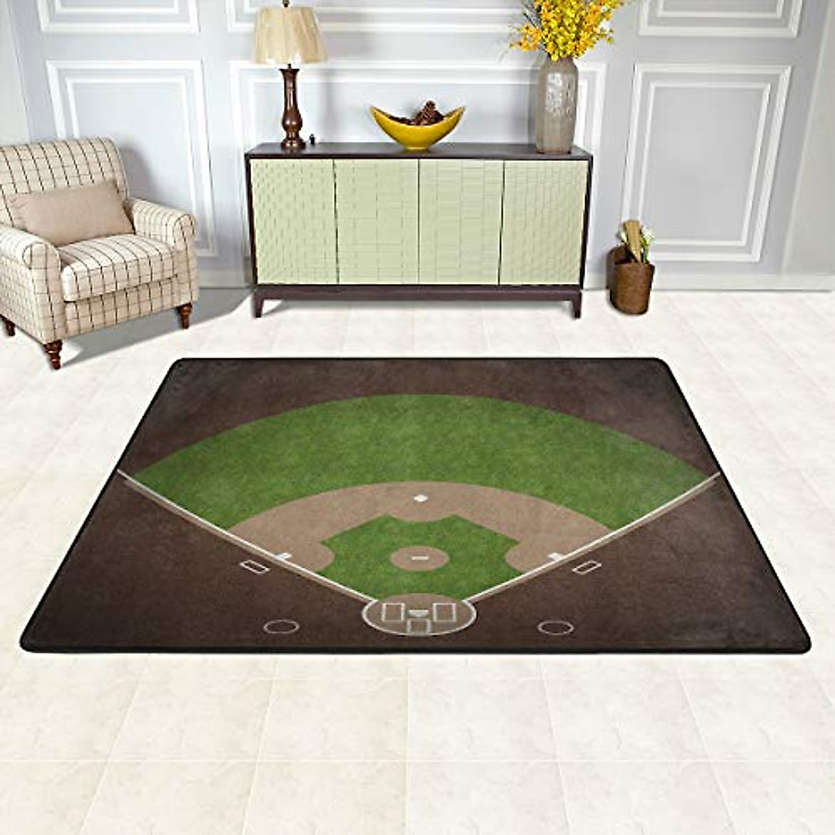 ALAZA American Baseball Field Vintage Area Rug Rugs for Living Room Bedroom 3'x2'