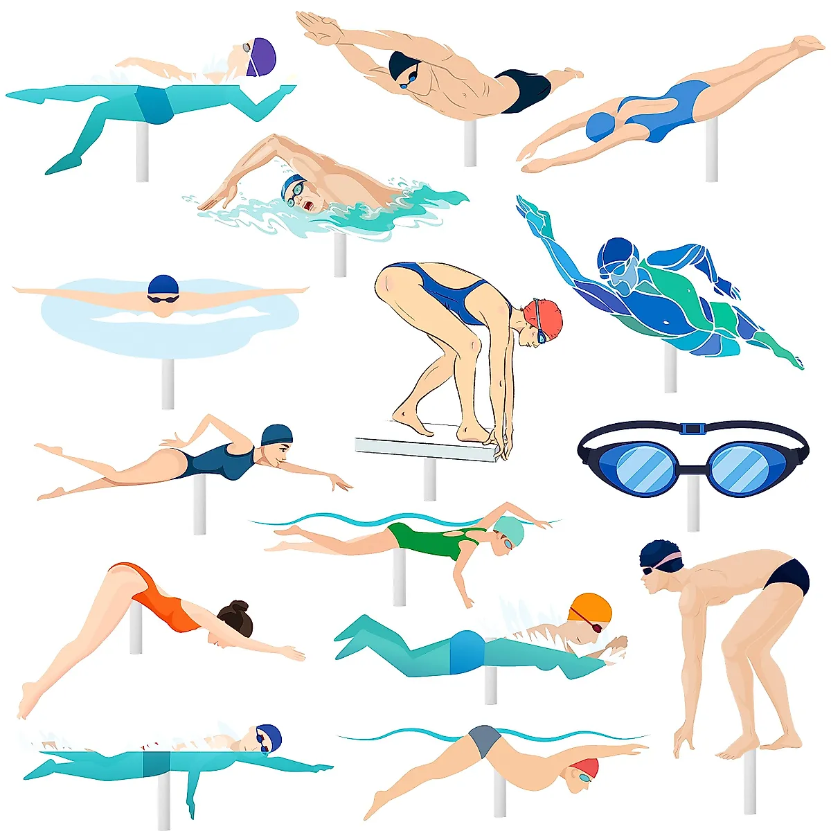 36Pcs Swimming Cupcake Toppers Swim Team Cupcake Toppers Swimming Birthday Party Cake Picks Swimming Pool Party Decorations for Summer Swimming Pool Baby Shower Supplies