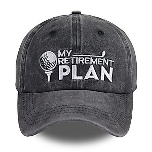 Golf Hats for Men Women, Funny Golf Accessories, Adjustable Washed Vintage Cotton My Retirement Plan Baseball Caps, Birthday Gifts for Golfers Golfing Dad Mom Grandma Grandpa Wife Husband Boss Teacher
