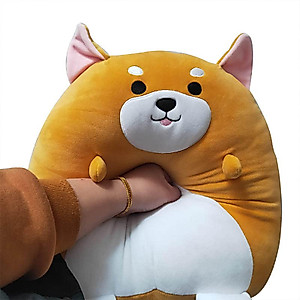 Stuffed Animal Toy Corgi Inu Shiba Dog Plush Ultrasoft 16-Inch Yellow Squishy Hugging Pillow for Boys, Girls, and Adults
