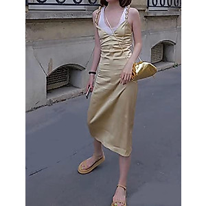 Bisadon Dumpling Pouch Crossbody Bag for Women Soft Clutch Purse Ruched Shoulder Bag Fashion Evening Bag Gold Small