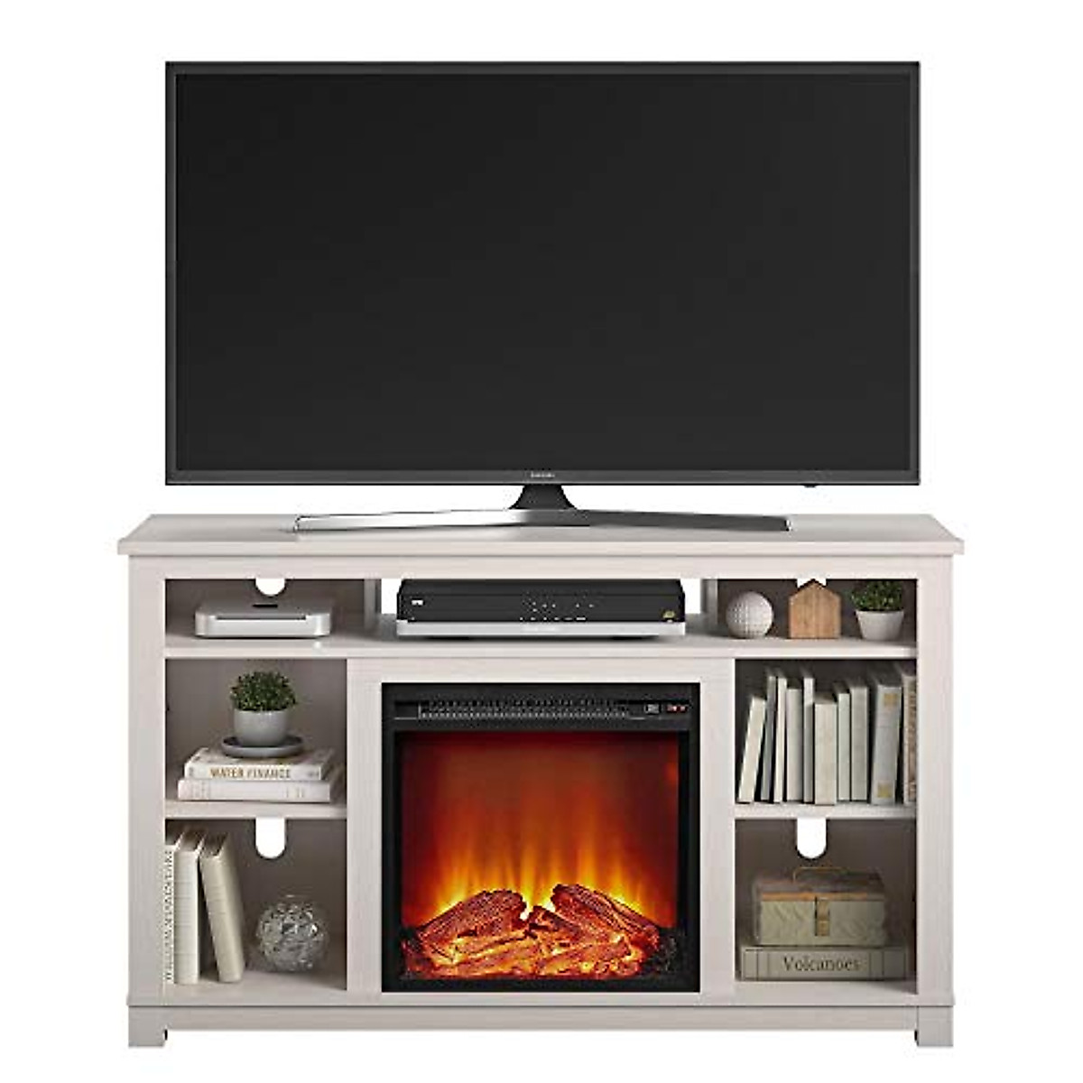 Ameriwood Home Edgewood Fireplace TV Stand for TVs up to 55", Ivory Pine