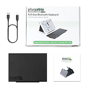 Plugable Foldable Bluetooth Keyboard for iPad, iPhones, Android, and Windows, Full-Size Multi-Device Keyboard, Wireless and Portable with Included Stand (11.5 inches) Upgraded Version of BT-KEY3