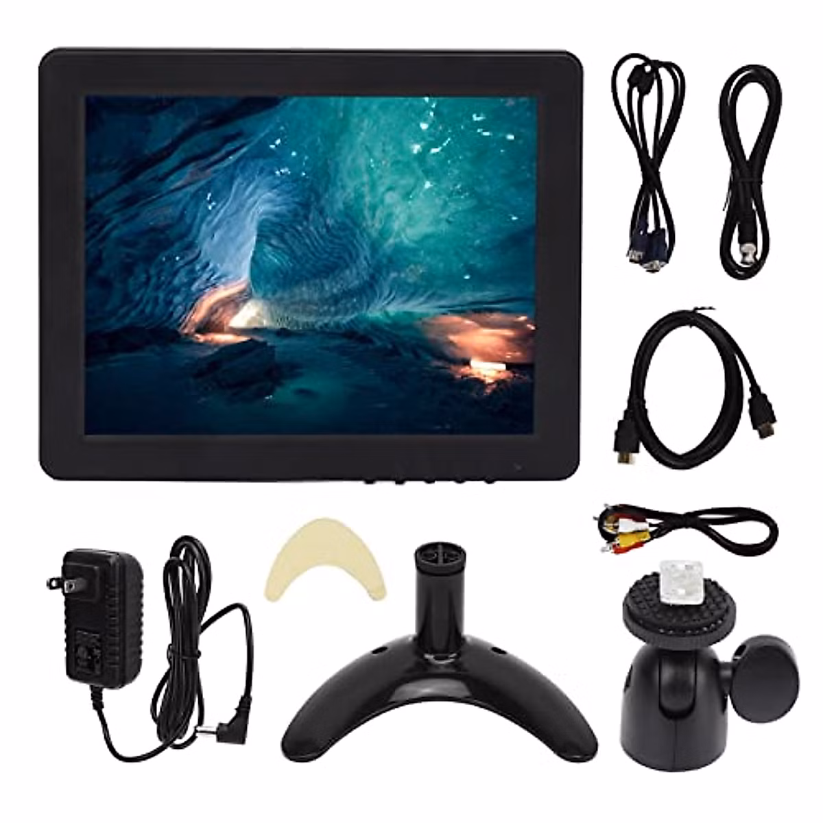 CCYLEZ 8inch Gaming Monitor, 1080P HD TFT LED 250cd M2 Brightness 8inch HD Color Screen Display, with Adjustable Bracket, Compatible with VGA HDMI AV BNC USB DC Input Interface