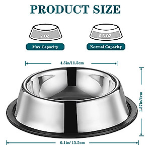 3Packs Cat-Bowls Cat Food Bowl - 4.5 Inch Non-Slip Stainless Steel Small Cat Wet Food Bowl 7 Oz Pet Feeding Bowl Whisker Fatigue Relief Cat Water Bowl for Kitten Puppy Small Dog