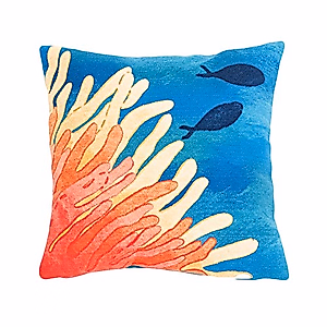 Liora Manne Visions III Reef & Fish Indoor/Outdoor Pillow, 12"X20", Coral Orange