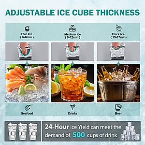 RAPSUAR Commercial Ice Maker Machine, 150Lbs/24H with 45Lbs Large Ice Capacity, 55Pcs Clear Ice Cubes Ready in 8-15Mins, Freestanding Stainless Steel Ice Making Machine for Home Party Bar