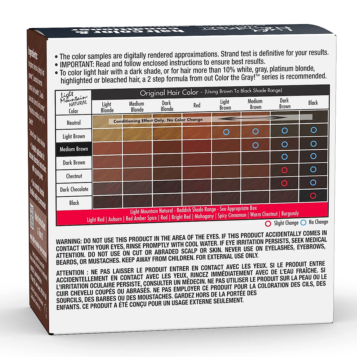 Light Mountain Henna Hair Color & Conditioner - Medium Brown Hair Dye for Men/Women, Organic Henna Leaf Powder and Botanicals, Chemical-Free Semi-Permanent Hair Color, 4 Oz