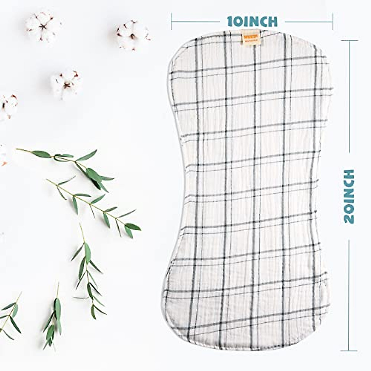 MUKIN Baby Burp Cloths - Neutral 100% Cotton Burping Cloth Set for Babies. Burp Rags, Burp Clothes for Newborn Unisex Baby Boy&Girl. Soft Absorbent Breathable Baby Spit Up Rags