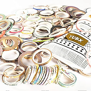 YUBX Exrta Slim Washi Tape Set Random Patterns 80 Rolls+ Bundle Gold Foil Super Skinny Decorative Masking Tape Scrapbook Tape for DIY Craft Art Projects Journal Gift Wrapping