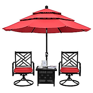 ABCCANOPY Patio Umbrellas 3-Tiers 9FT (Red)