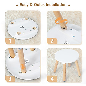 Frogprin 2 Pack Wooden Kids Stool, Perfect Matched Sensory Table, Toddler Step Stool Multi-Purpose Sitting Stool Children's Small Stool 10.23in Round Stool Stable Natural Anti-Slip