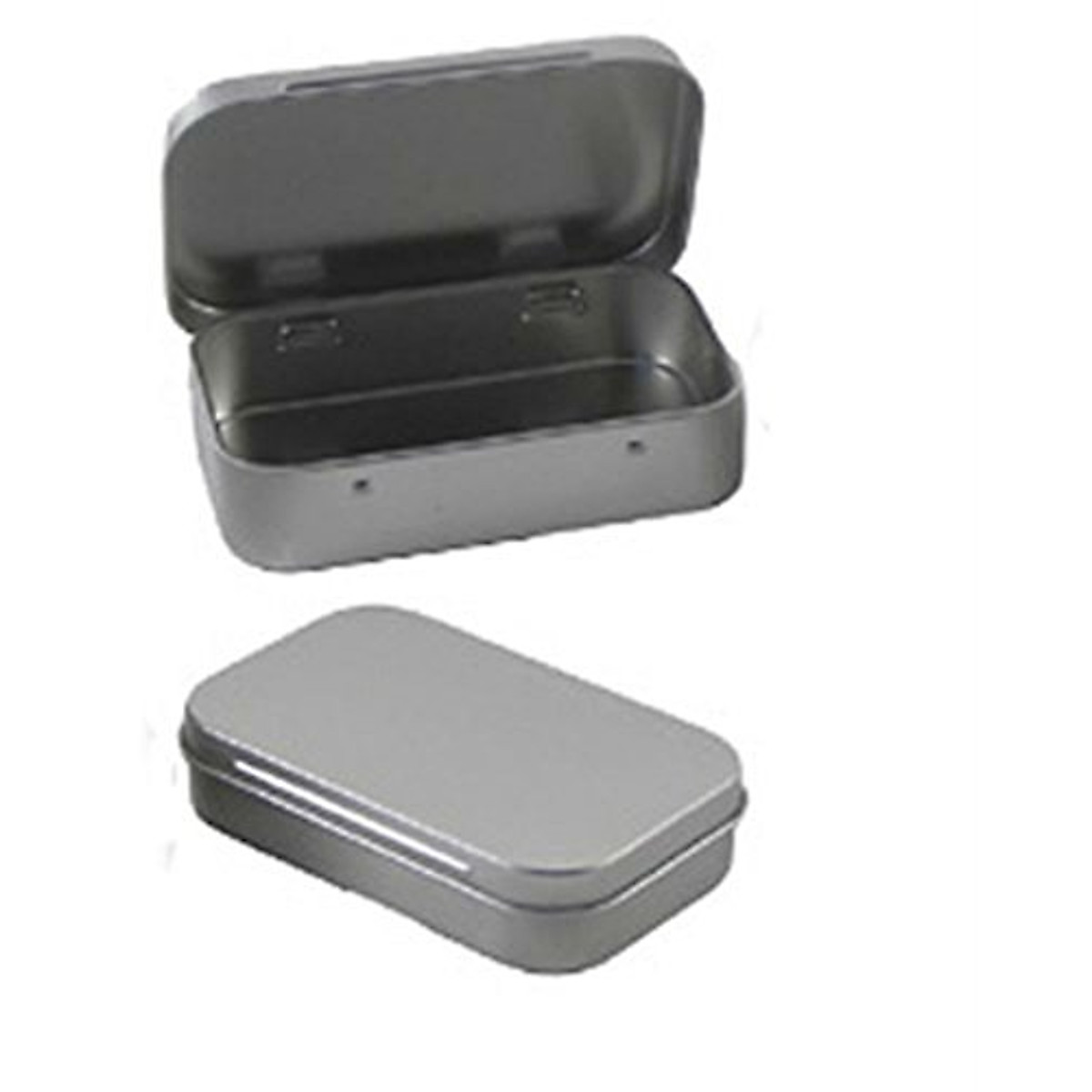 AKOAK 6 Pcs 3.7 x 2.3 x 0.8 Inches Rectangular Empty Hinged Tins Box Containers for First Aid Kit,Survival Kits,Storage,Herbs,Pills,Crafts and More