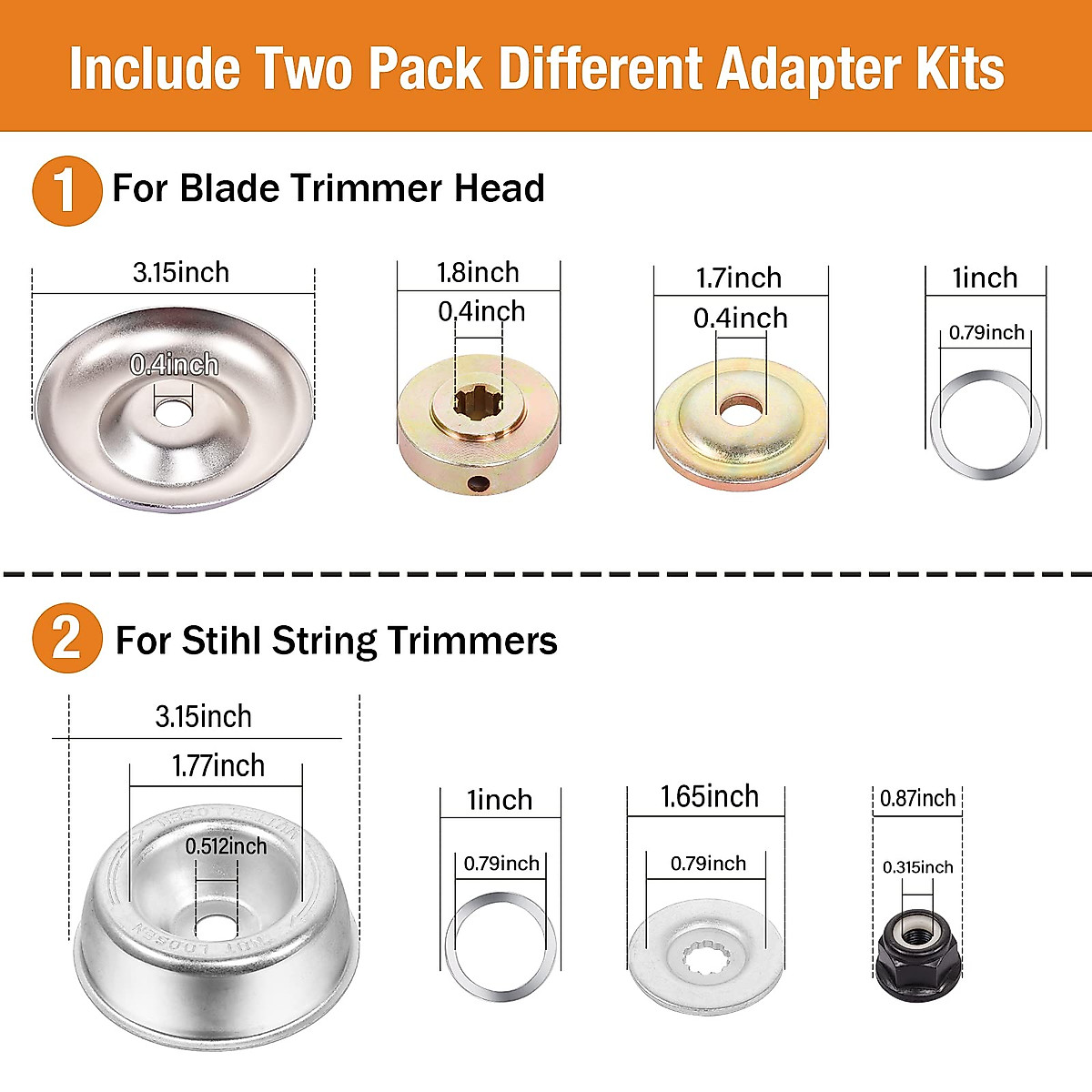 Barafat 8Inch Steel Weed Eater Trimmer Head, Wire Rotary Brush Weed Blade Cutter with Universal Adapter Kit Compatible with Stihl, Husqvarna, Gardening Lawnmower, Moss Grass Rust Removal