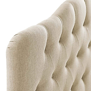 Modway Annabel Tufted Button Linen Fabric Upholstered Queen Headboard in Beige