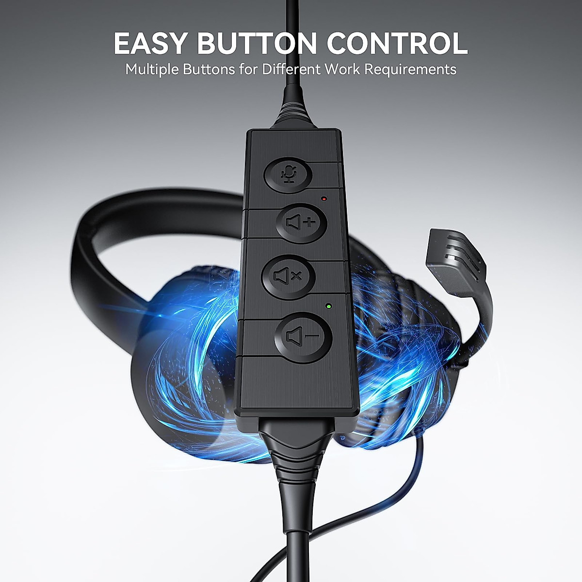 LEVN Headset with Mic, USB Headset with Microphone, Computer Headset with Noise Cancelling Microphone for Laptop PC, Mute in-line Controls, Wired Headset for Work from Home/Open Office/Call Cente