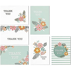 Assorted Thank You Cards Bulk, Blank Greeting Notes with Envelopes (4x6 In, 144 Pack)